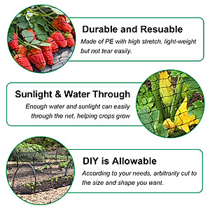 Unves Bird Netting, 13 x 33 Feet Reusable Heavy Duty Fruit Tree Netting with 50pcs Cable Ties, Garden Netting for Seedlings Plants Vegetables Protection from Birds and Animals Reusable Fencing