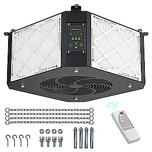 ABESTORM 360 Degree Intake Air Filtration System Woodworking -(1350 CFM) Hanging Air Filter with Strong Vortex Fan for Wood Workshop, Garage, Shop Dust Collectors, Up to 1700 sq. ft, DecDust 1350