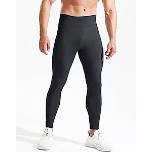 NELEUS Men's Dry Fit Compression Pants 2 Pack Running Tights with Pocket,6108 Black/Black,L
