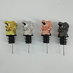 Bottle Spout Wine Stopper Pourer Reusable Bottle Stopper Wine Spout Pourer Bottle Toppers for Stainless Steel Wine Pourer Lion Wine Stopper Glass Animals Wine Bottle Bracket
