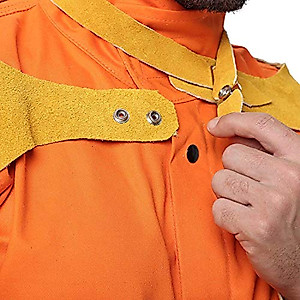 Joyutoy Leather Welders Sleeve Heat Resistant Hand Sleeve Shoulder Extension Welding Apparel,Protect Hand And Arm,Brown 23" Leather Sleeves for Welding