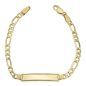 Kooljewelry 14k Yellow Gold High Polish Figaro Baby ID Bracelet (5.5 inches long)