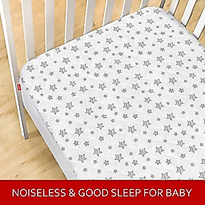 Crib Mattress Pad Protector Waterproof, Quilted Crib Mattress Pad Cover 52'' x 28'' Extra Soft Breathable Toddler Bed Cover Fitted Crib/Toddler Mattress Stretch Up to 8", White Star