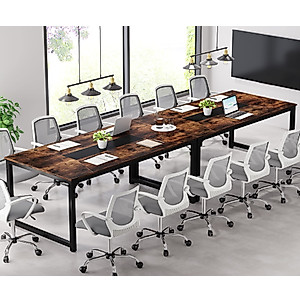 Tribesigns Conference Table, 6FT Meeting Seminar Table Rectangular Meeting Room Table, 78.7L x 39.4W x 30.3H, Rustic Brown/Black