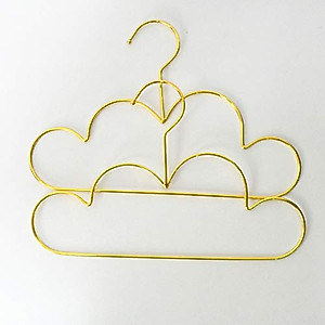 jojofuny 5Pcs Cloud Hangers for Kids Clothes, Gold Cloud Shape Kids Hangers Metal Non Slip Children Clothes Coat Sweater Hangers