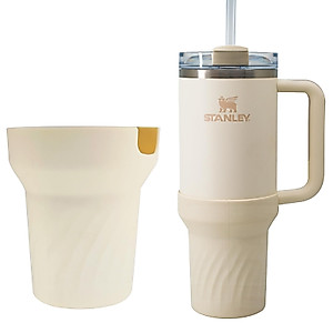 Guacalloon Silicone Boot for Stanley Cup 40oz Quencher, Beige Boot Sleeve Cover Fit with Stanley H2.0 and Quencher Adventure Tumbler Accessories (40 oz, Beige)