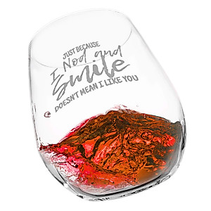 Set of 4 Crude & Rude Funny Wine Glasses (15 oz)- Novelty Glassware Gifts for Women- Hilarious Party, Event, Hosting Fun- Wine Lover Glass w/Funny Sayings- Birthday Wine Gift for Friends- Made in USA