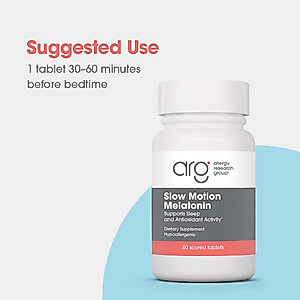 Allergy Research Group Slow Motion Melatonin - Sleep Aid, Low Dose, Lipid Matrix, 1mg Supplement, Pure, Hypoallergenic, Scored Tablets - 60 Count