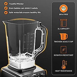 Enfmay Smoothie Blender Maker, 1450W High Performance Blender with 4 Preset Programs, 8 Speeds Control 33000RPM High-Speed, 2L Tritan BPA Free Container, Ice Crush Blender for Smoothie/Ice/Dessert/Nut