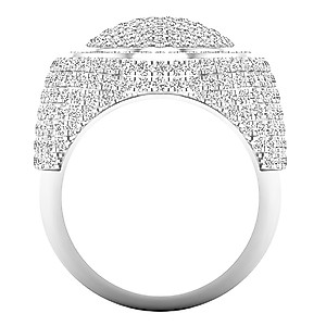 Dazzlingrock Collection Round Lab Grown White Diamond Oval Cluster Studded Statement Ring for Him (4.75 ctw, Color H-I, Clarity SI2) in 925 Sterling Silver, Size 9