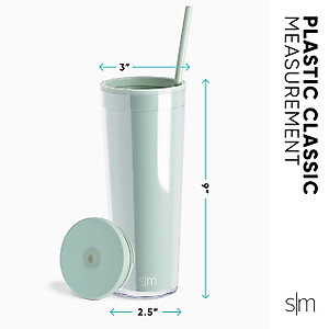 Simple Modern Plastic Tumbler with Lid and Straw | Reusable BPA Free Iced Coffee Cups Double Wall Smoothie Cup | Gifts for Women Men Him Her | Classic Collection | 24oz | Lavender Mist