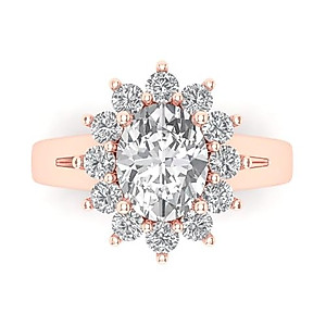 Clara Pucci 2.36 ct Oval Cut Solitaire W/Accent Halo Genuine Moissanite Wedding Promise Anniversary Bridal Ring 18K Rose Gold Size 6.5