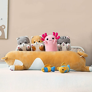 PEACH CAT Pink Long Axolotl Plush Pillow Toy Cute Axolotl Stuffed Animal for Girls and Boys 19.6"