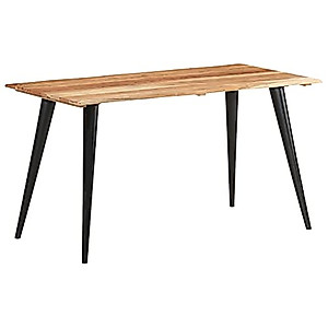 YPWRENH Cocktail Table Farmhouse End Tables Dining Table with Live Edges 55.1"x23.6"x29.5" Solid Acacia Wood for Dining Room, Kitchen or Living Room