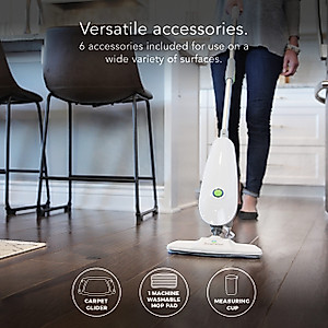 Steamfast SF-162 Light Weight Steam Mop, Natural Sanitization, Hardwood/Laminate/Tile/With Carpet Glider Spot Clean Accessory, Washable Mop Pads