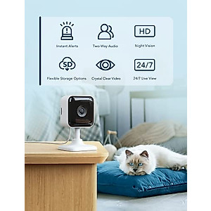 GNCC Indoor Security Camera Dog Camera 1080P w/Motion Detection, 2-Way Audio Siren, Night Vision, Cloud & SD Card Storage, Works w/Alexa & Google Home, GC2