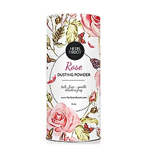 Herb & Root Rose Scented Fragrant Talc-Free Dusting Powder for Women, Feminine Powder, Body Powder, Bath Powder, Anti-Chafing Powder, Baby Powder, 6 oz