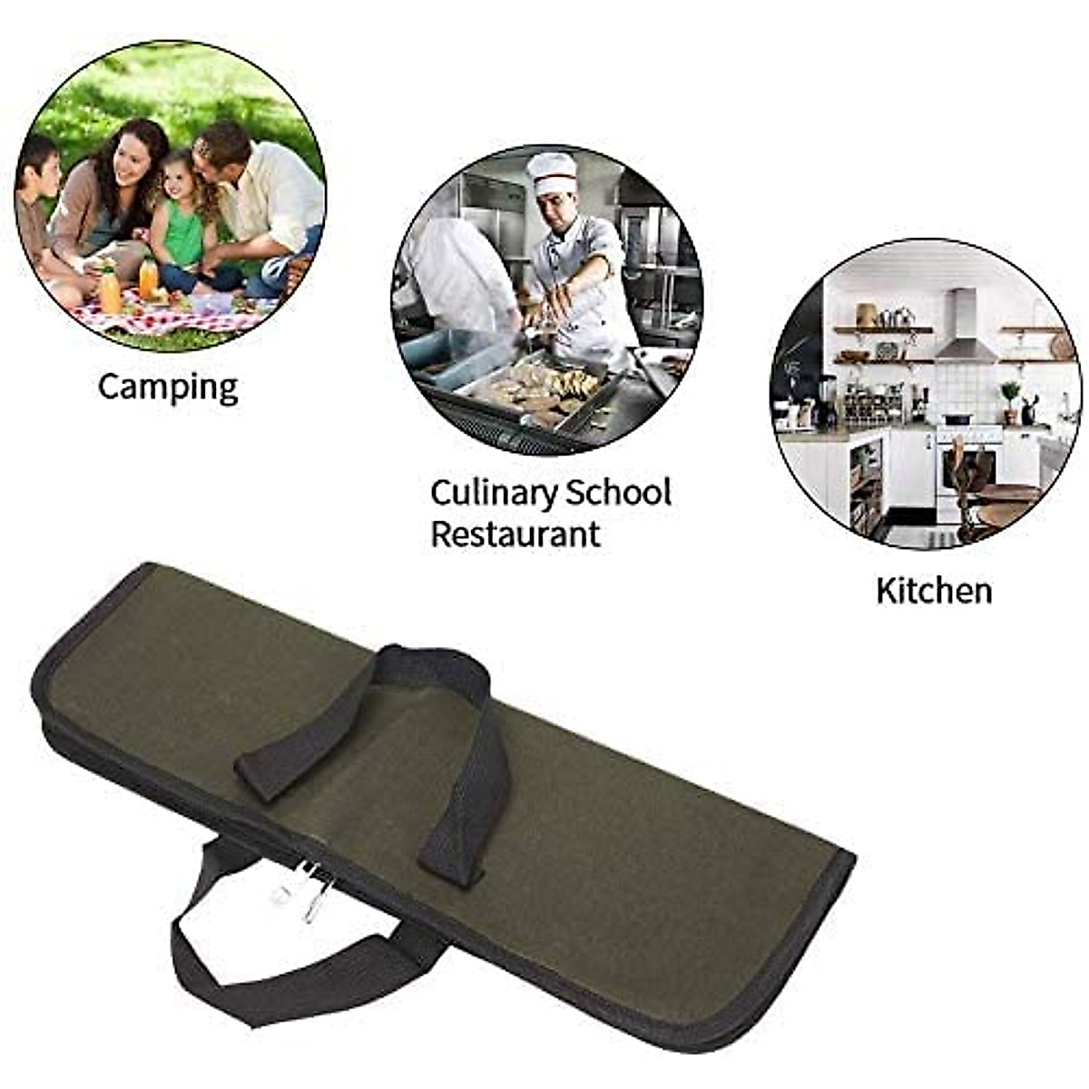QEES Knife Roll,Heavy Duty Knife Bag,Waxed Canvas knife Case with 4 Slots For Knives & Kitchen Tools,Chef Knife Bag With Handle.Portable Knife Roll Bag For Chefs Culinary Traveling.Knives Pouch