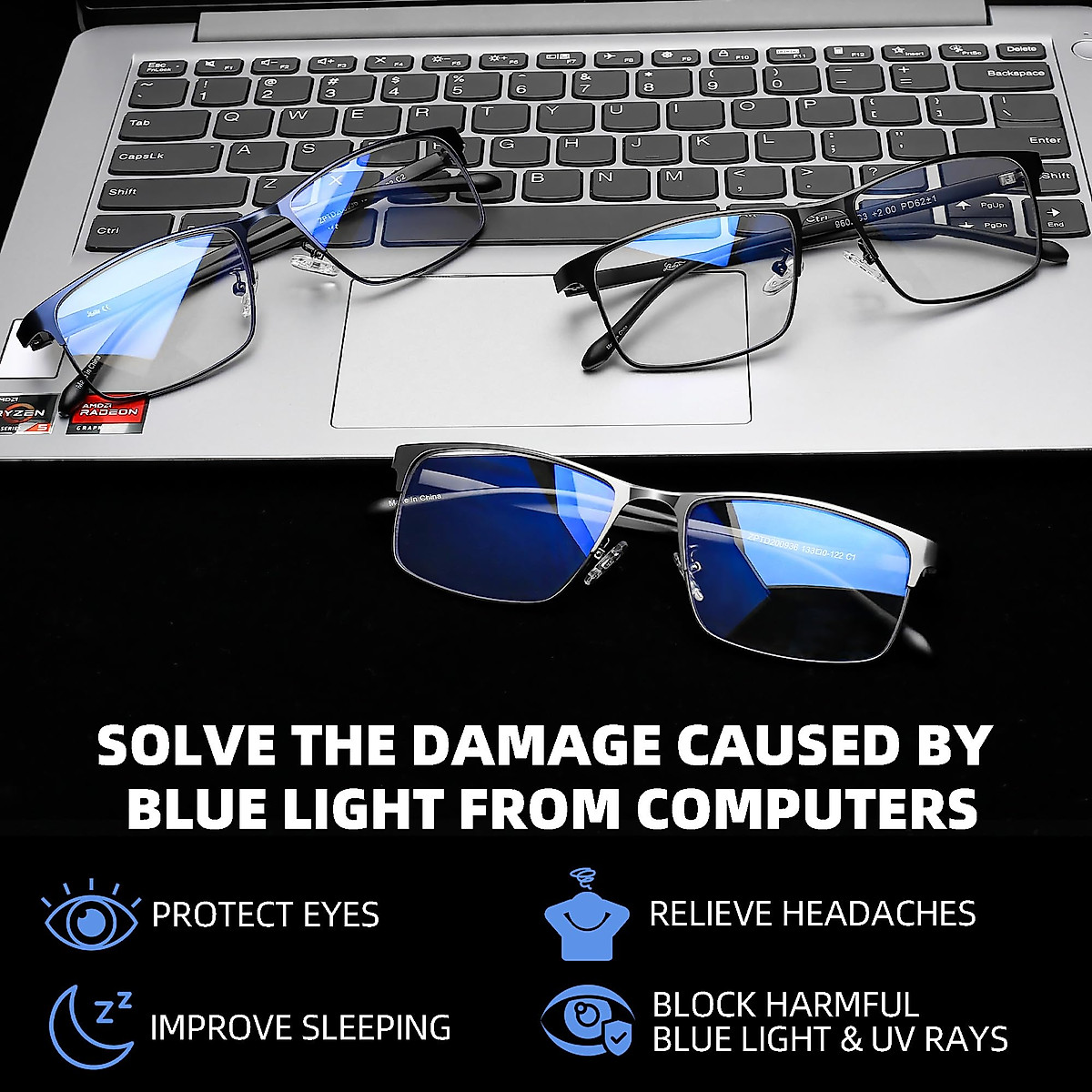LADEESSE 3-Pack Reading Glasses Blue Light Blocking, TR90 Reading Glasses for Women Men Anti Glare Filter Lightweight Eyeglasses (3-Pack Black, 2.5)