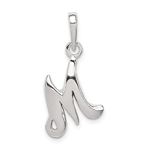 Solid 925 Sterling Silver Initial Letter M Pendant Alphabet Charm mm
