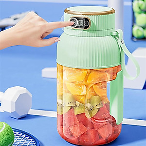 Yulyoie Multifunctional Portable Juicer Cup with Digital Display, 2024 New Mini Smoothie Blender, Portable Juicer Cup, Double Blended, USB Rechargeable, for Gym/Travel/Kitchen (Blue,Double)