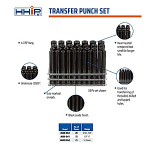 HHIP 8600-0041 28 Piece Transfer Punch Set, 3/32" - 1/2"