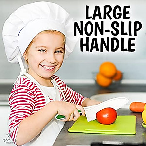 Zulay Kids Knife Set for Cooking and Cutting Fruits, Veggies & Cake - Perfect Starter Knife Set for Little Hands in the Kitchen - 3-Piece Nylon Knife for Kids - Fun & Safe Lettuce Knife (Green)