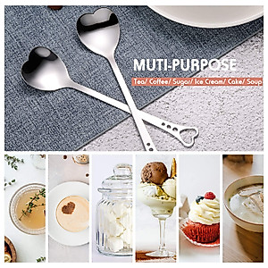 Patelai 12 Pieces Heart Shaped Stainless Steel Tea Spoon Flatware Set, 5.7 Inch Coffee Sugar Spoon Ice Cream Cake Dessert Spoon Stirring Spoon for Home, Restaurant and Valentine's Day Present