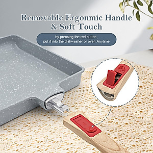 AIKENBBKK Ceramic Nonstick Tamagoyaki Pan, Japanese Omelette Pan omelette egg pan with Detachable Handle, Oven& Dishwasher Safe, 7.48” x 6.8” (Blue)