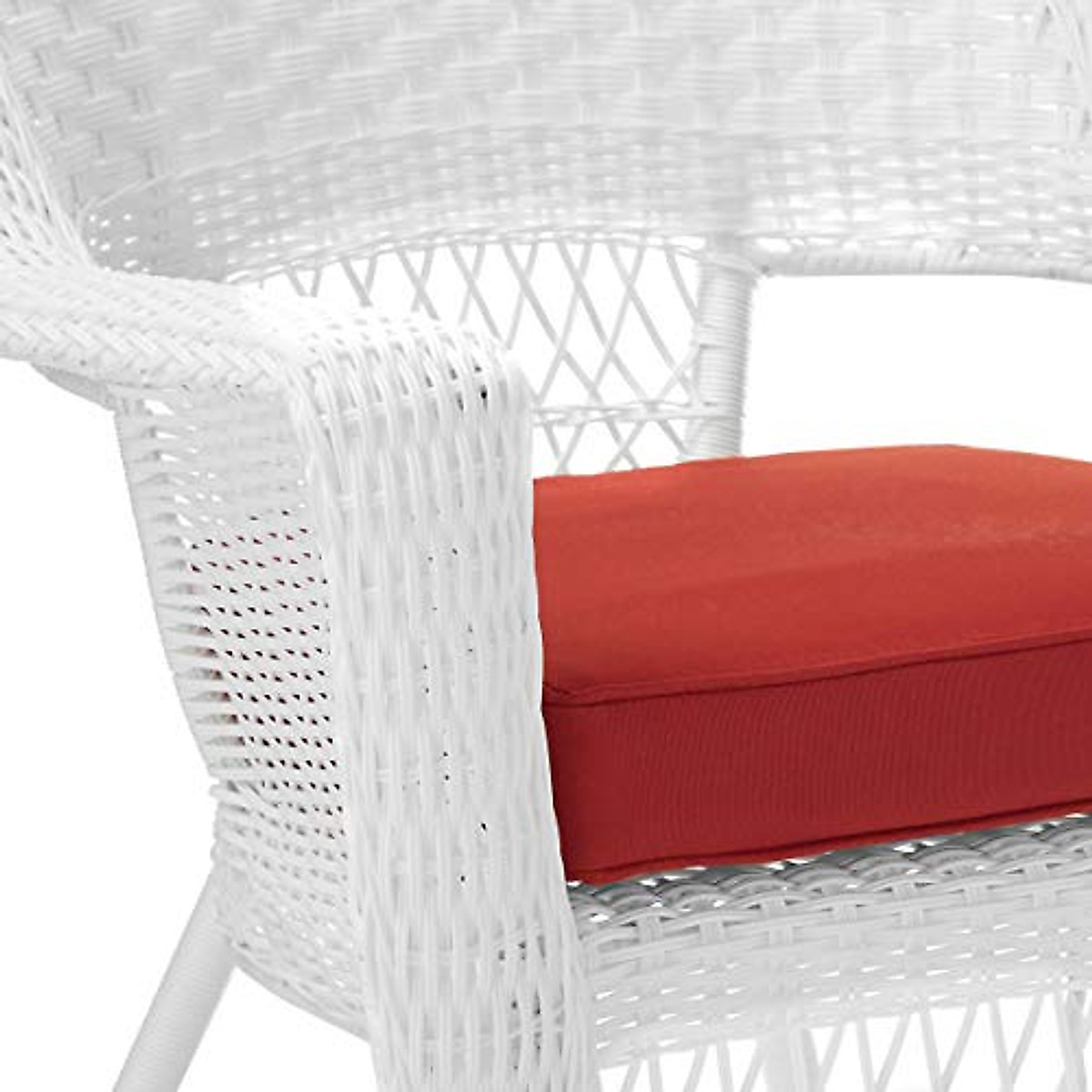Jeco Wicker Chair with Red Cushion, Set of 2, White/W00206-