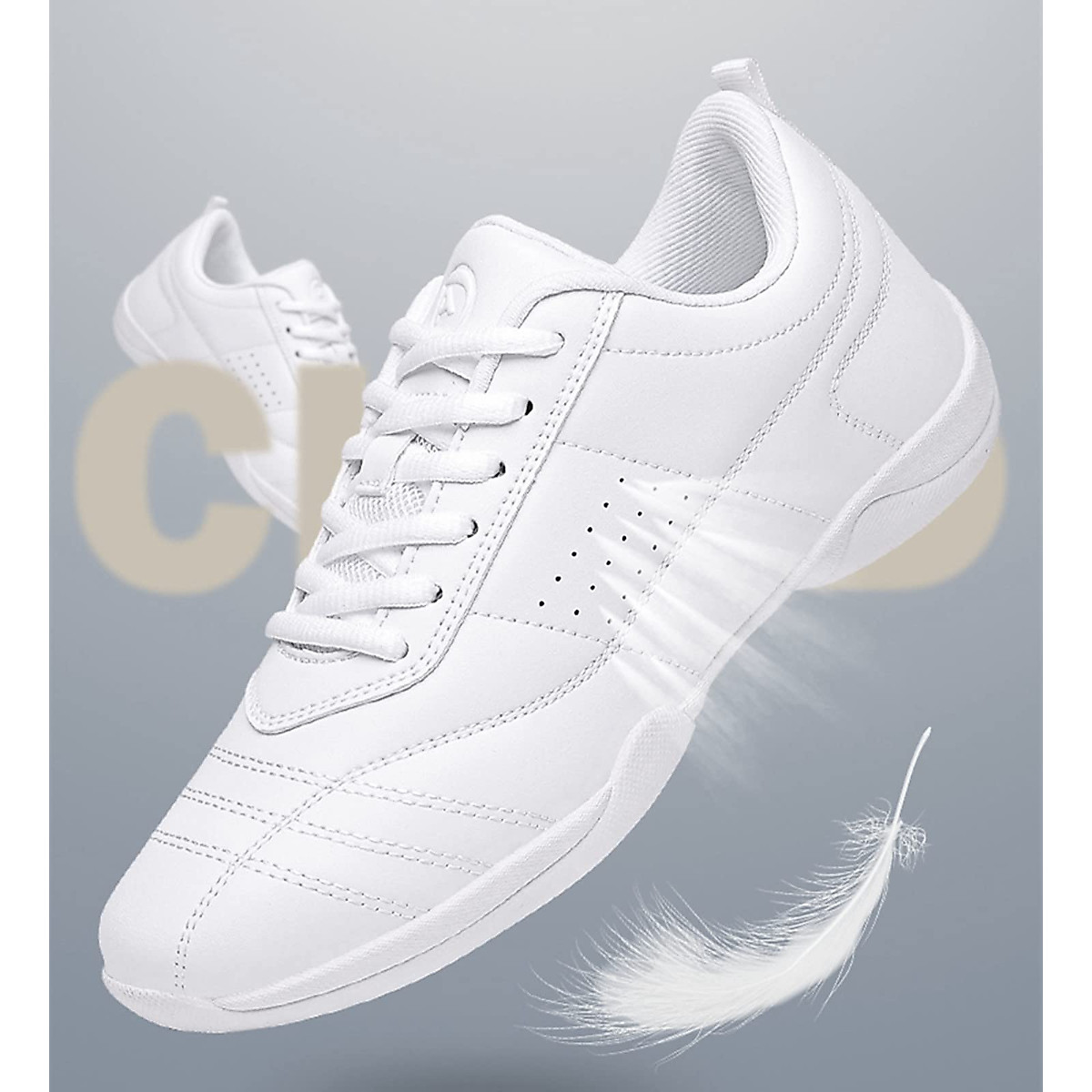 DADAWEN Adult & Youth Cheer Shoes Girls White Cheerleading Shoes for Women Dance Shoes Athletic Sport Training Tennis Breathable Competition Cheer Sneakers White US Size 3.5 M Big Kid