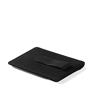 Leatherology Premium Black Oil Men's Money Clip Card Holder Wallet with ID Window