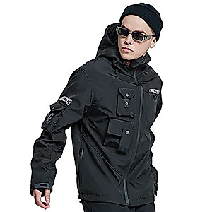 GOLYOY Bomber Jacket Men Lightweight Techwear Windbreaker Multi-Pocket Zip Up Streetwear Tactical Jacket For Men