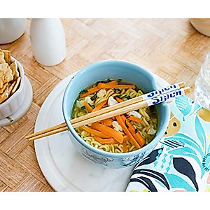 Disney Lilo & Stitch Japanese Ceramic Dinnerware Set | Includes 20-Ounce Ramen Noodle Bowl and Wooden Chopsticks