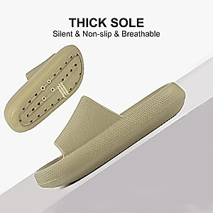 LongBay Cloud Slides for Women and Men, Comfy Pillow Slipper Shower Sandals Shoes with Arch Support for Pool Beach Home Indoor Outdoor Use, 14-15women/12-13men, Green