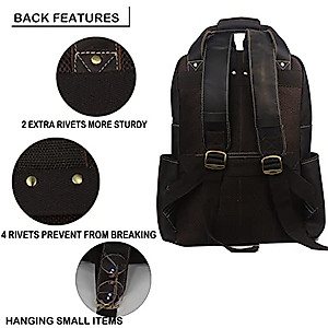 Leather Backpack for Men,Travel Backpack Men Laptop Backpack Trolley Sleeve,Rucksack Men Fits 15.6 Inch Notebook,Brown (Classic Black)