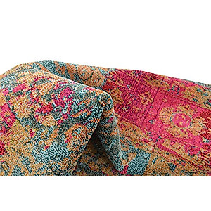 Unique Loom Medici Collection Floral Vibrant Colors Traditional Blue Area Rug (8' 0 x 11' 0)