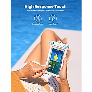 Lamicall Waterproof Phone Pouch Case - [2 Pack][Easy Lock & Heavy Duty] IPX8 Water Proof Cell Phone Dry Bag for iPhone 16 15 14 13 12 XS X Pro Max Plus Mini, S22 S21 Ultra, more 4-7" Cellphones, White