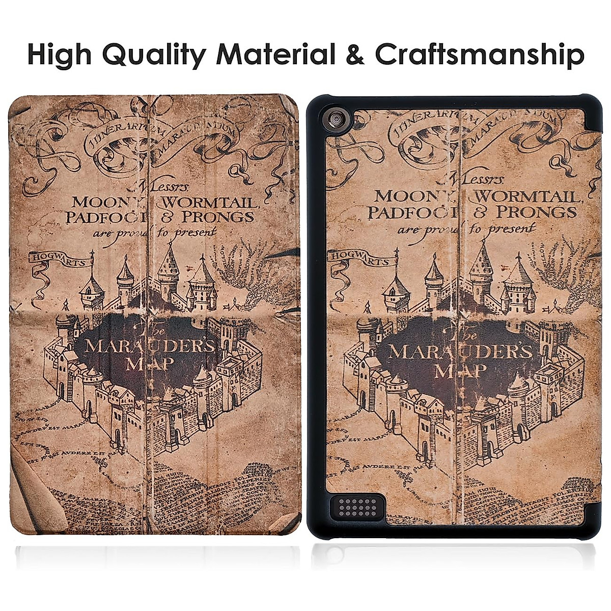 Case Fits Kindle Fire 7 Tablet (9th/7th Generation, 2019 Release), PU Leather Folio Protective Case Stand Shell Back Cover with Auto Sleep/Wake, Magic Map Vintage