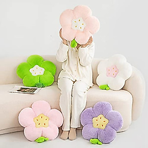 HXIYAN Flower Shaped Pillow Super Soft Cushion Plush Waist Cushion Flower Floor Cushion Lovely Room Decoration and Plush Pillow (19.6in*16.5in, White)