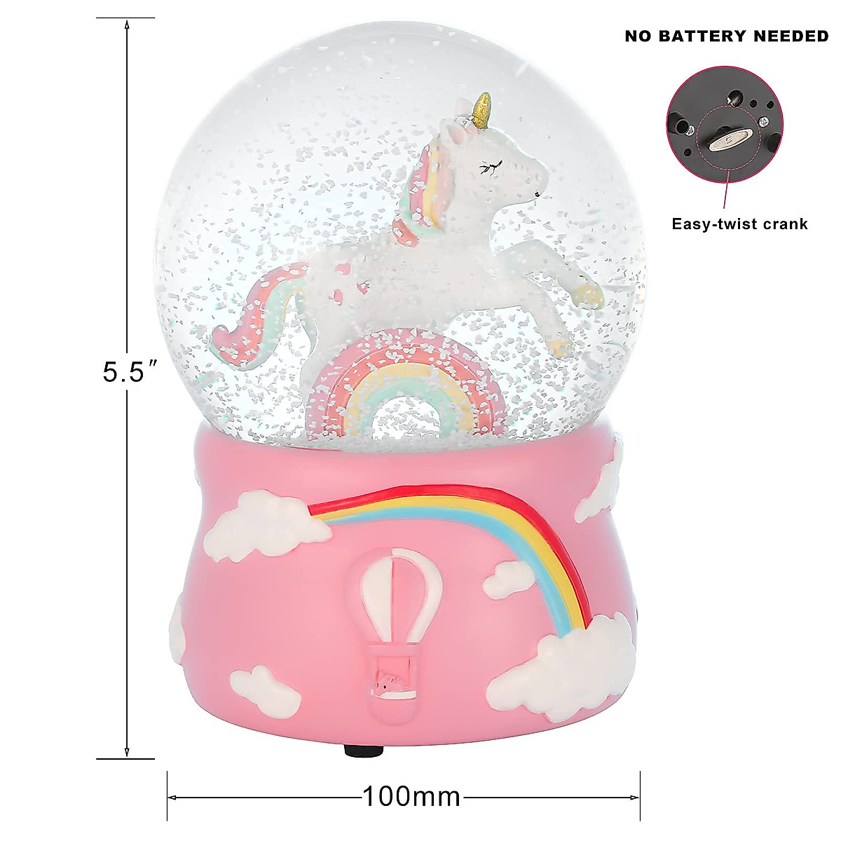 Musical Snow Globe for Kids, Unicorn Snow Globes for Girls, 2021 Snowglobes for Women with Glitter, 100MM Water Globe Collectibles, Birthday Gift for Adults
