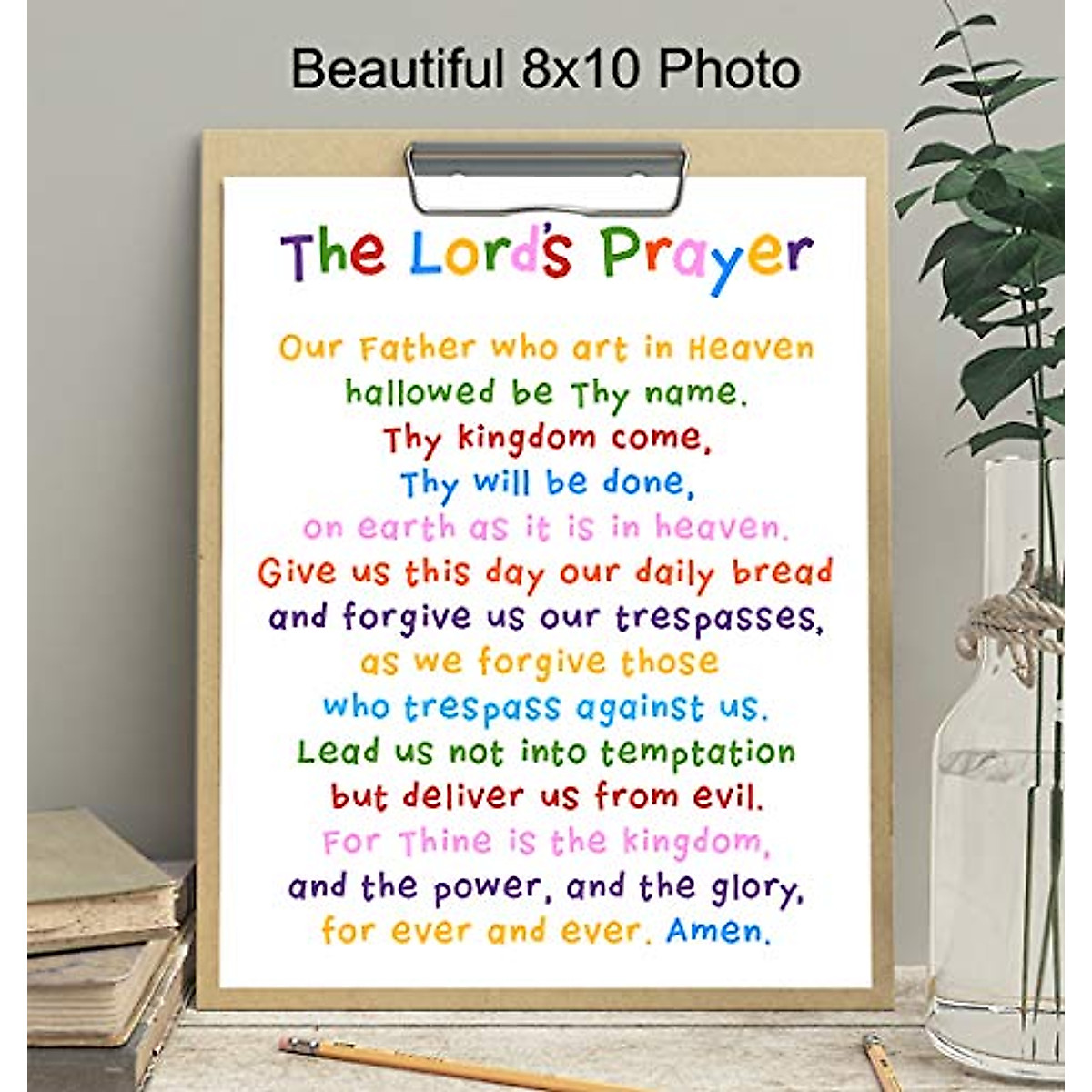 Lords Prayer Wall Art - Religious Bible Study Scripture Decor for Church, Sunday School Classroom, Baby, Girls Room, Toddler, Boys Bedroom, Nursery - Blessed Christian Gift for Daughter, Son, Kids