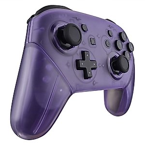 eXtremeRate Clear Atomic Purple Octagonal Gated Sticks Faceplate Backplate Handles, DIY Replacement Grip Housing Shell Cover for Nintendo Switch Pro Controller- Controller NOT Included