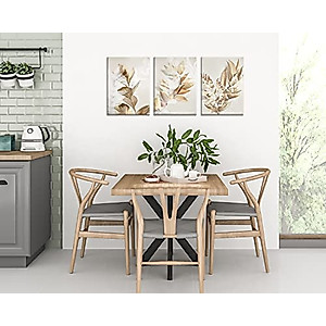 ARTINME Set of 3 Morden Gold Leaf Prints Wall Art, White Flower Gold Leaf Canvas Prints on Canvas Artwork for Dinning Room Bedroom Living Room 12 * 16 inch