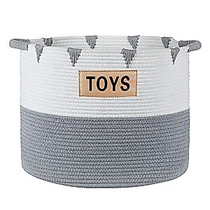 Midlee White & Grey Triangle Toys Basket