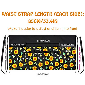 AuSletie Server Apron Waitress Apron With 6 Pockets for Women, Half Waist Aprons with Zipper, Water Oil Stain Resistant Restaurant Chef Apron for Bartender, Kitchen Coffee Shop, Check Holder