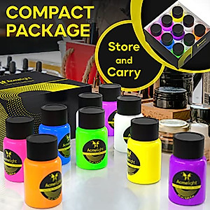 Acmelight Glow in the Dark Acrylic Paint - Fluorescent Paint for Canvas - Neon Decoration - Blacklight Paint Set – Art Supplies for Adults - Craft Gift for Artists