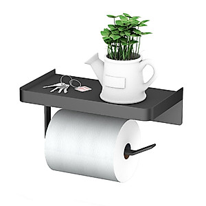 New Self-Adhesive Toilet Paper Holder with Shelf and Storage for Phone, Wet Wipes, etc. Matte Black Stainless Steel Toilet Paper Wall Mount, Wet Wipes Holder, Toilet Paper Roll Holder for Bathroom