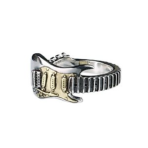 HUKQBUNX 925 Sterling Silver Men's Fashion Opening Electric Guitar Music Personality Hip hop Rock Style Domineering Ring