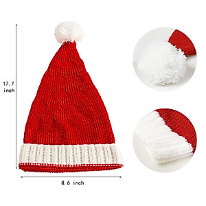 OCTEEN Santa Hat Christmas Hats Xmas Party Hat Red Knitted Beanie Hat For Adult Women Men